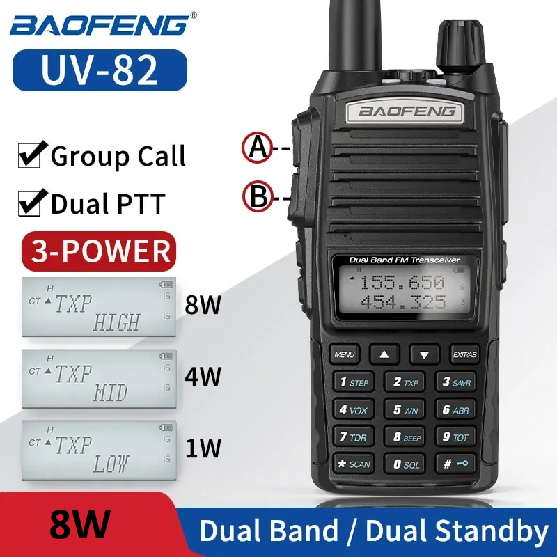 BAOFENG UV-82 8W 136-174MHz & 400-520MHz Двучестотнa Двупосочна ...